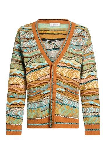 LANEUS Jacquard Knit Cardigan - Camel