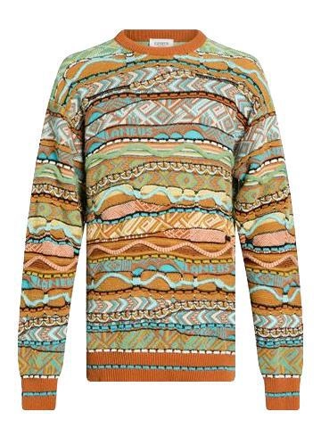 LANEUS Multicolor Patterned Crewneck Sweater - Beige