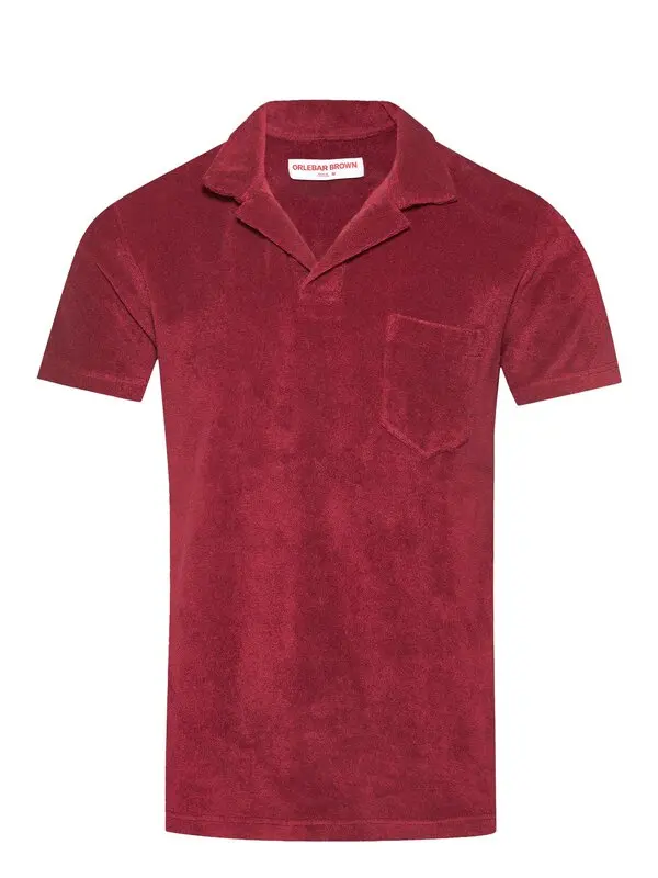 Orlebar Brown Tailored Fit Cotton Towelling Polo Hirt - Dark Ruby