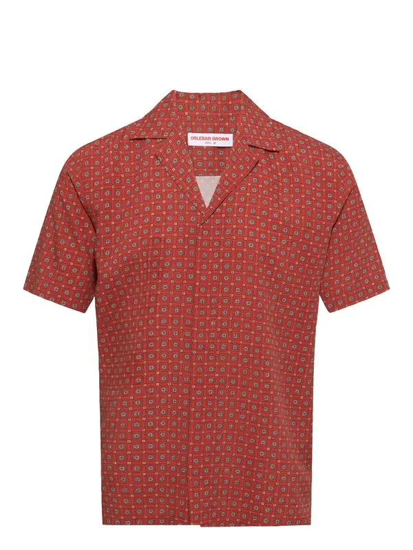 Orlebar Brown Relaxed Fit Short Sleeve Resort Shirt In Summer - Red
