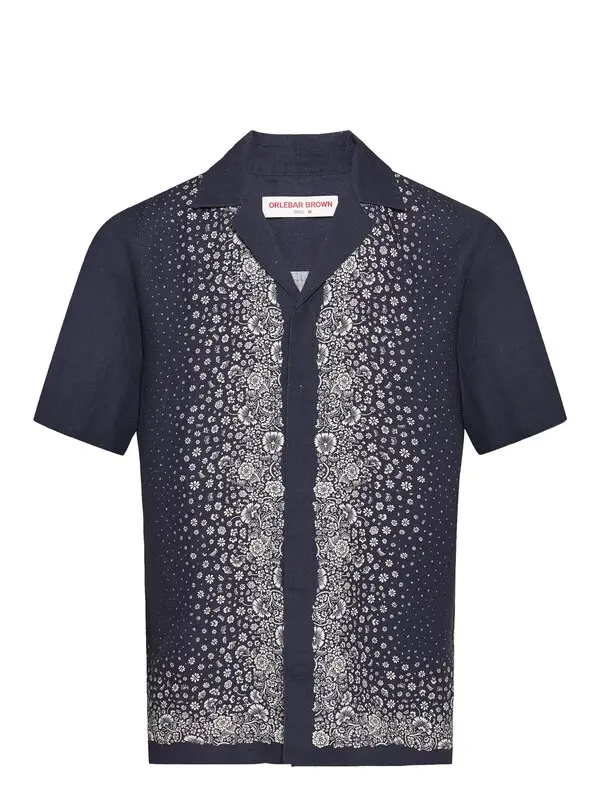 Orlebar Brown Relaxed Fit Linen Capri Collar Shirt In Night Iris - Blue