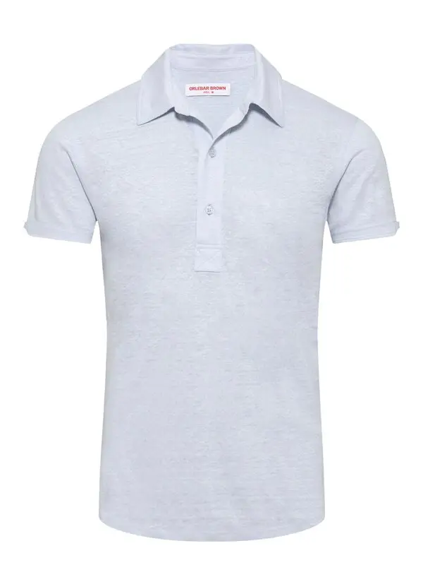Orlebar Brown Tailored Fit Linen Polo Shirt - Surfside Blue