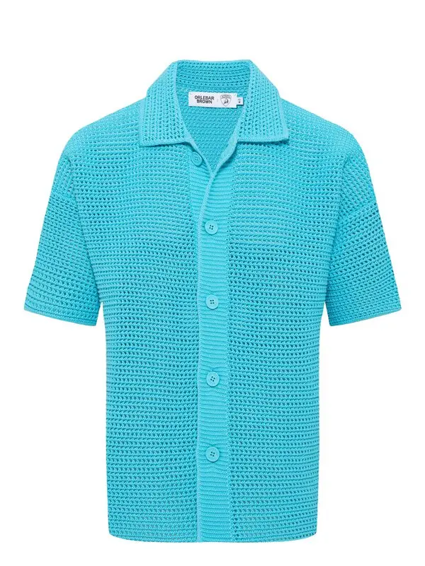 Orlebar Brown Automobili Lamborghini Organic Cotton Crochet Shirt - Synth Blue