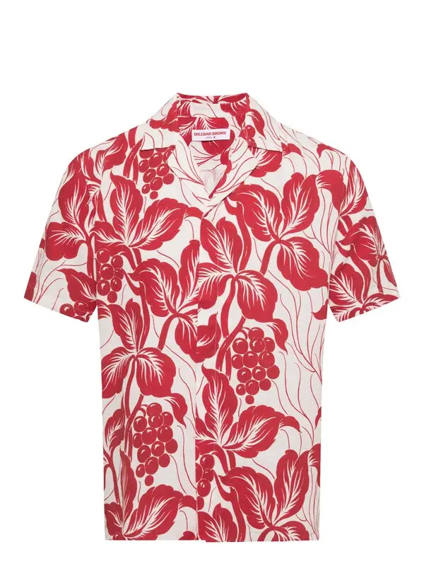 Orlebar Brown Relaxed Fit Hort Leeve Reort Hirt In Ummer - Red