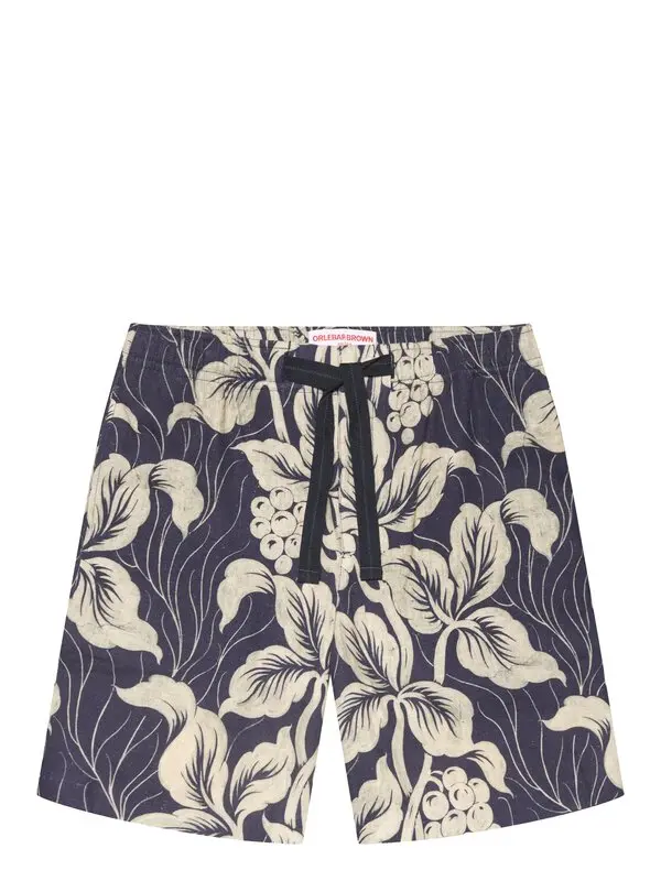 Orlebar Brown Relaxed Fit Linen Shorts With Exclusive Petralis Print - Blue