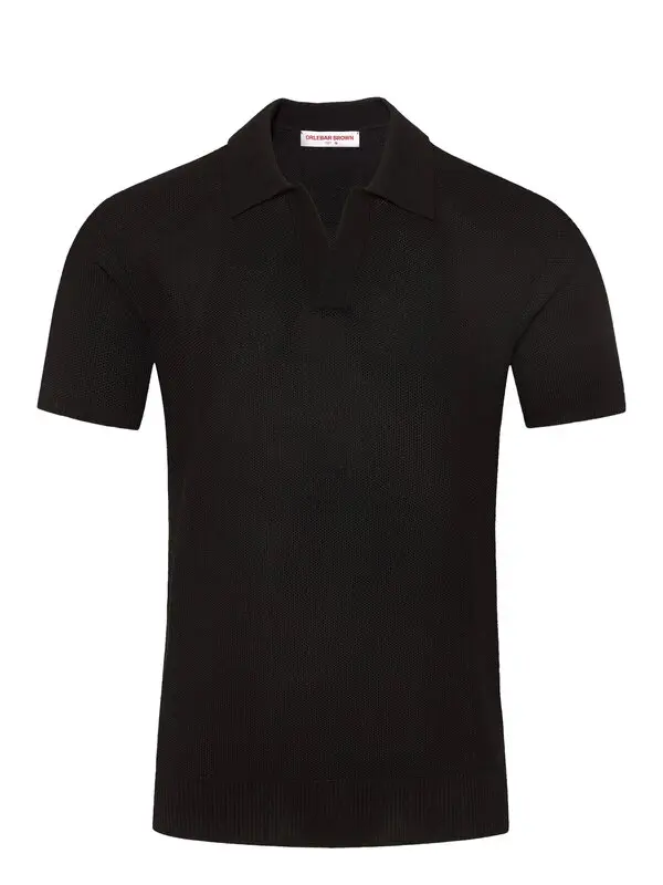 Orlebar Brown Tailored Fit Mercerised Cotton Pique Polo Shirt - Black