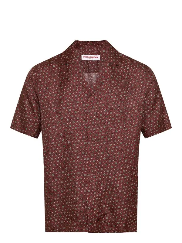 Orlebar Brown Relaxed Fit, Silk Capri Collar Shirt - Dark Ruby