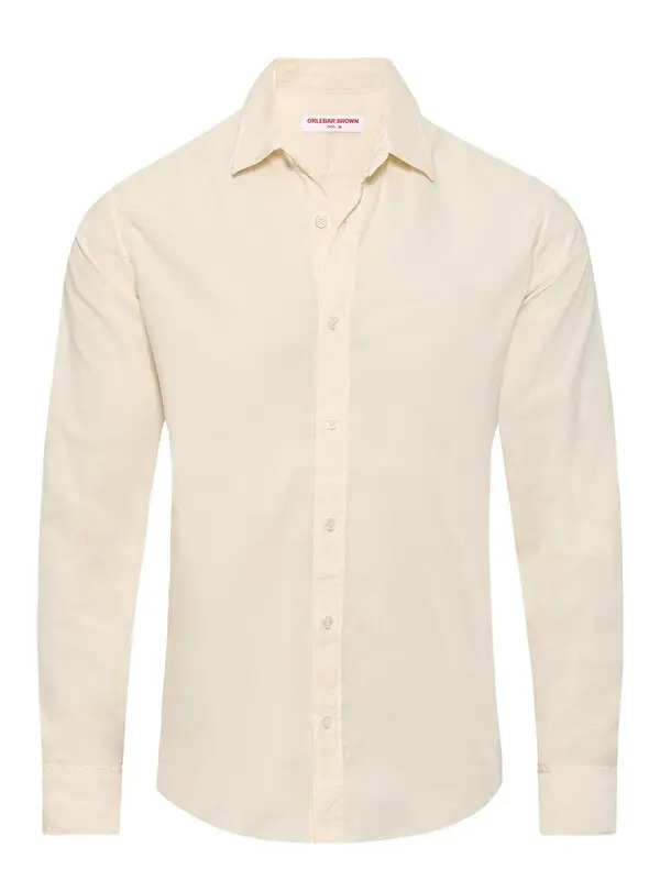 Orlebar Brown Tailored Fit Gart Dye Poplin Shirt - Latte