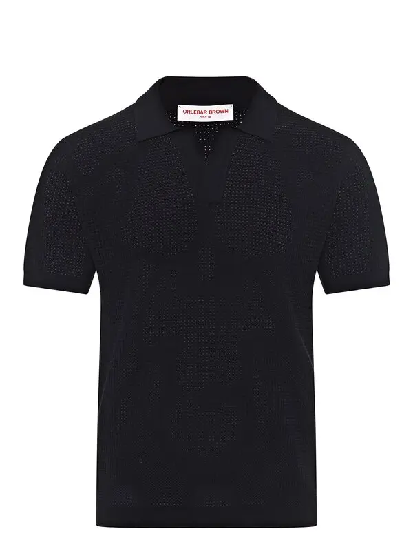 Orlebar Brown Tailored Fit Open Mesh Stitch Polo Shirt In Night Iris - Blue