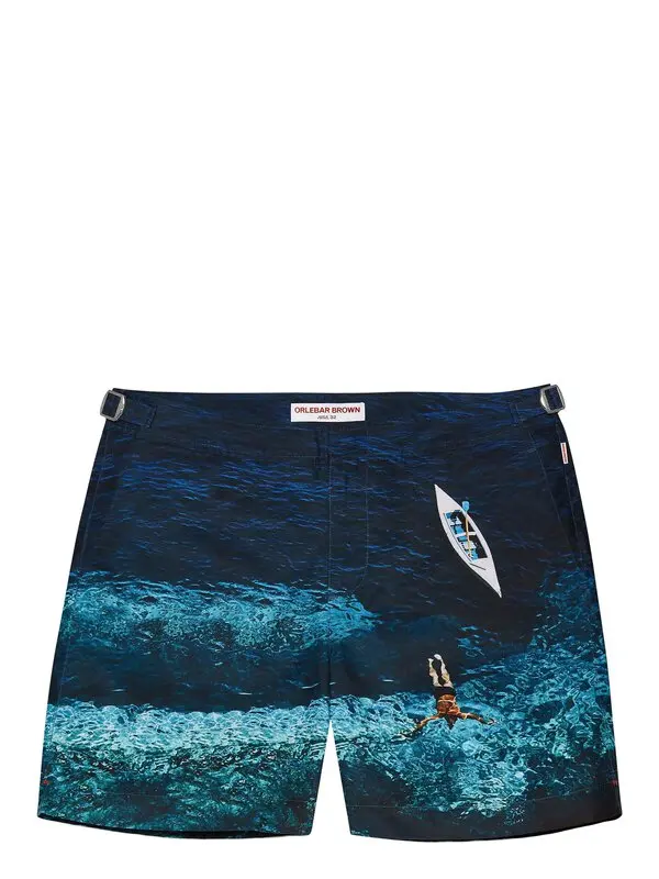 Orlebar Brown Photographic Print Mid-length Swim Shorts - Blue