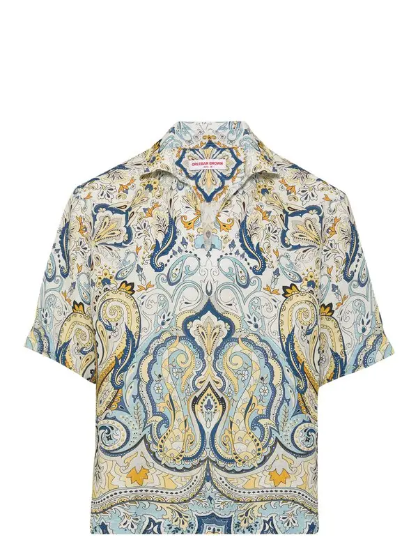 Orlebar Brown Relaxed Fit Overhead Linen Shirt With Fairground Print - Multi/blue