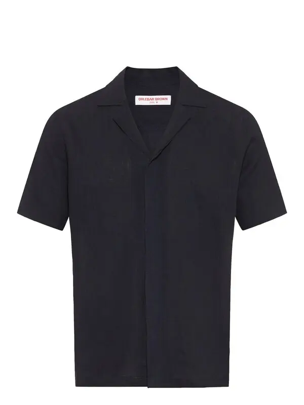 Orlebar Brown Relaxed Fit Capri Collar Italian Linen Shirt In Night Iris - Blue