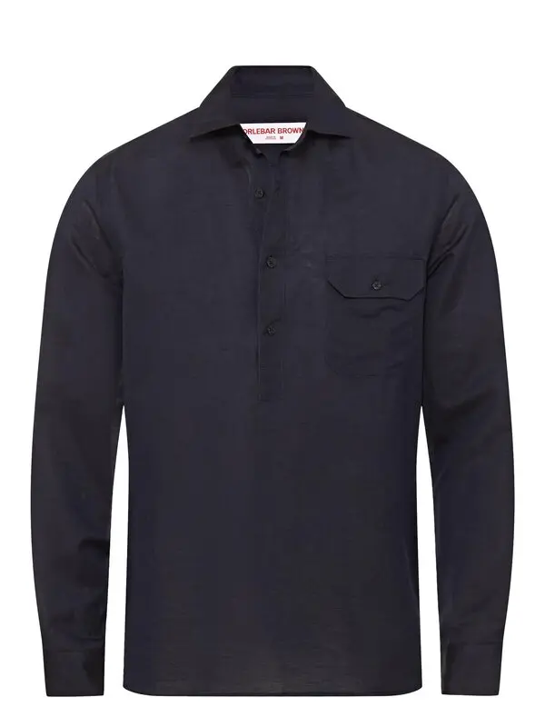 Orlebar Brown Relaxed Fit Overhead Shirt In Night Iris - Blue