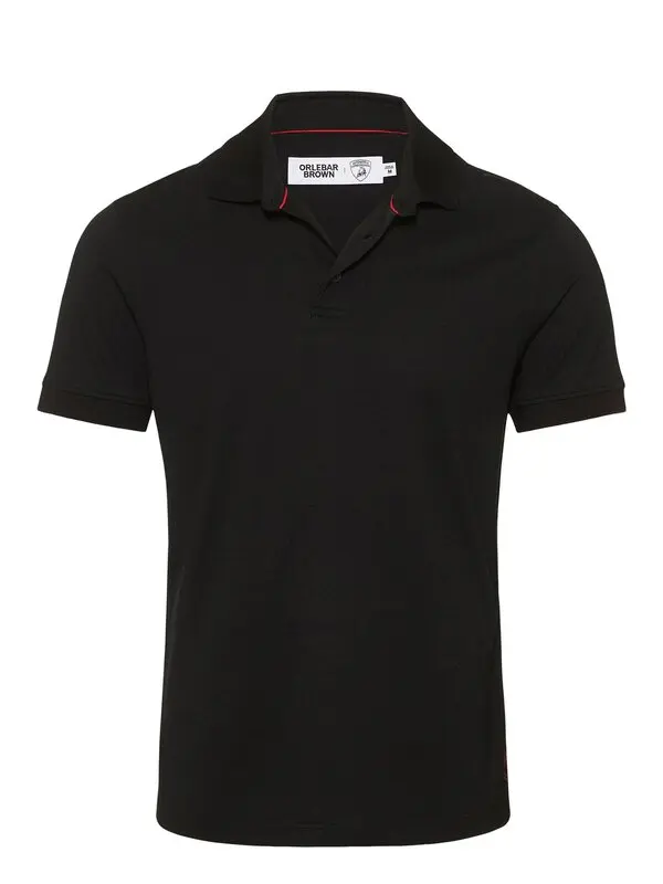 Orlebar Brown Automobili Lamborghini Claic Fit Jerey Polo Hirt - Black/summer Red