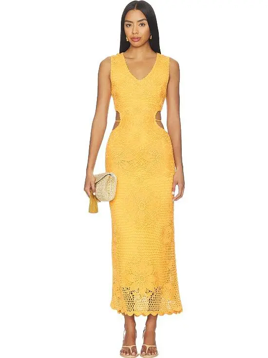 Simkhai Lyla Crochet Midi Dress - Mango