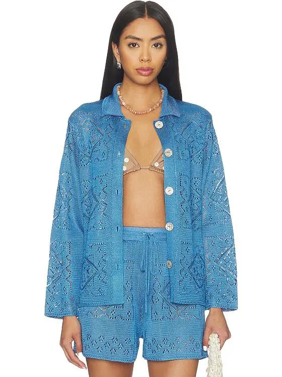 Calle Del Mar Handkerchief Long Sleeve Shirt - Blue