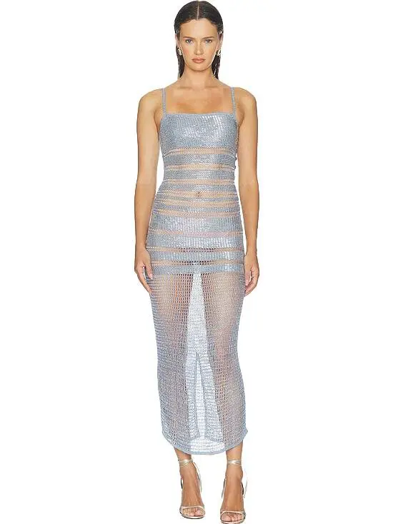 HAELO Gradiated Embellished Dress - Grey