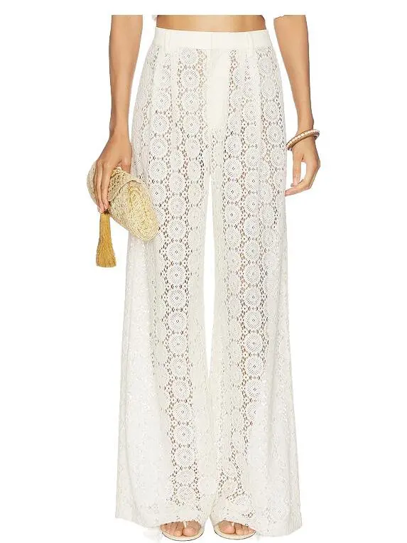 NONCHALANT LABEL Alice Crocheted Wide-leg Pants - Ivory