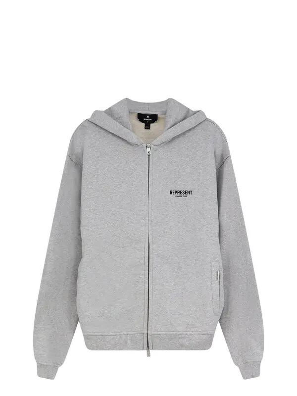REPRESENT Cotton Full Zip Hoodie - Grey