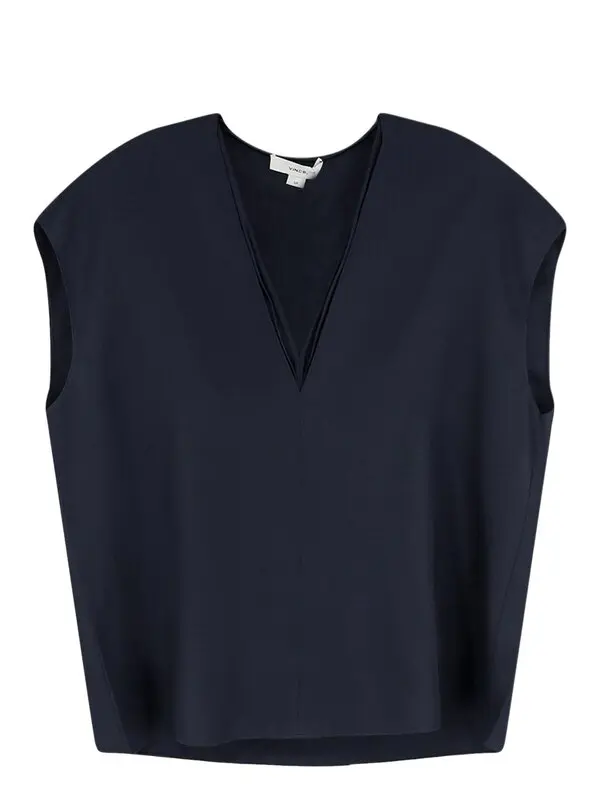 Vince Sleeveless V-neck Silk Blend Top - Blue