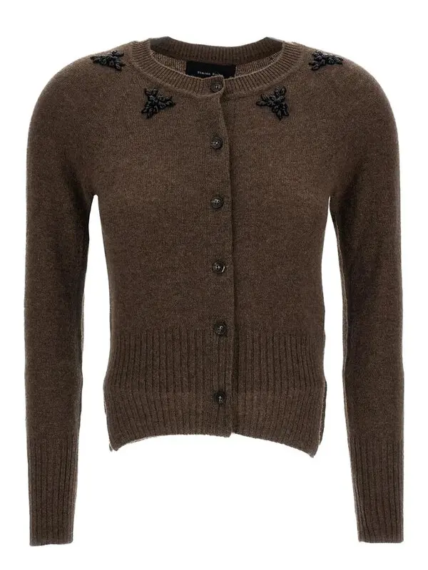 Simone Rocha Cropped Embellished Cardigan - Beige