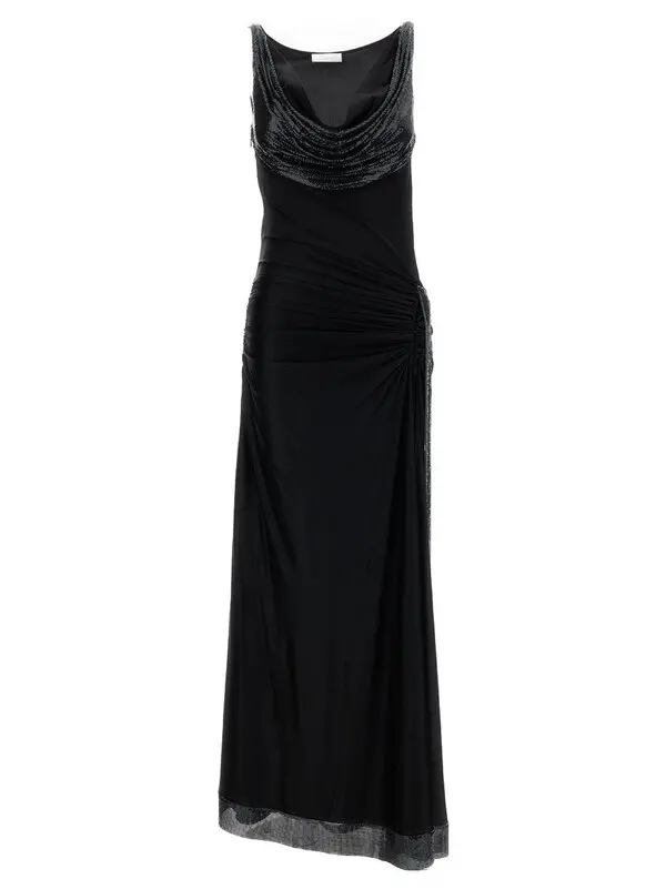 Rabanne Sleeveless Maxi Jersey Dress With Sequin Embellishment - Nero
