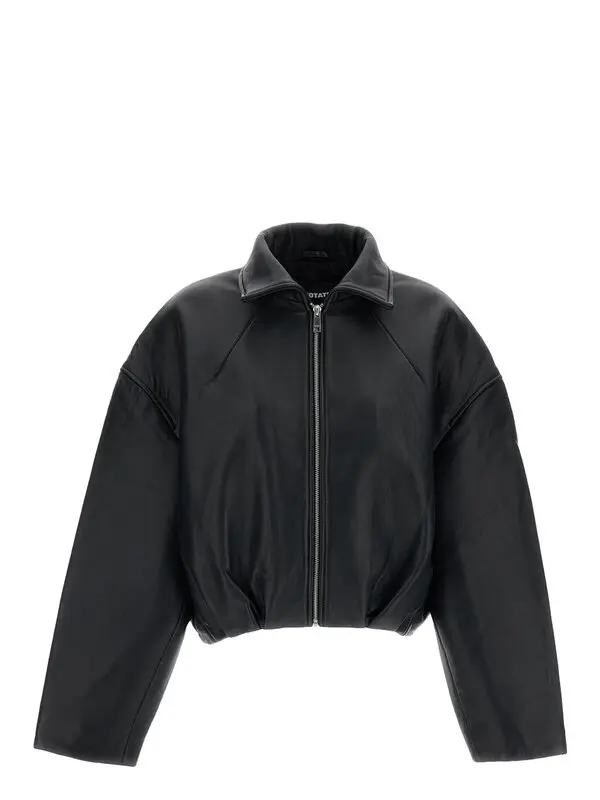 ROTATE BY BIRGER CHRISTENSEN Boxy Leather Jacket - Nero