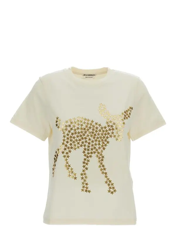 JW Anderson Animal Stars" Graphic T-shirt - Beige