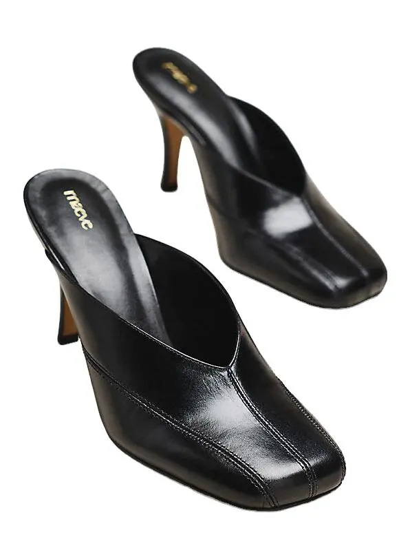 Maeve Square-toe Mule Heels - Black