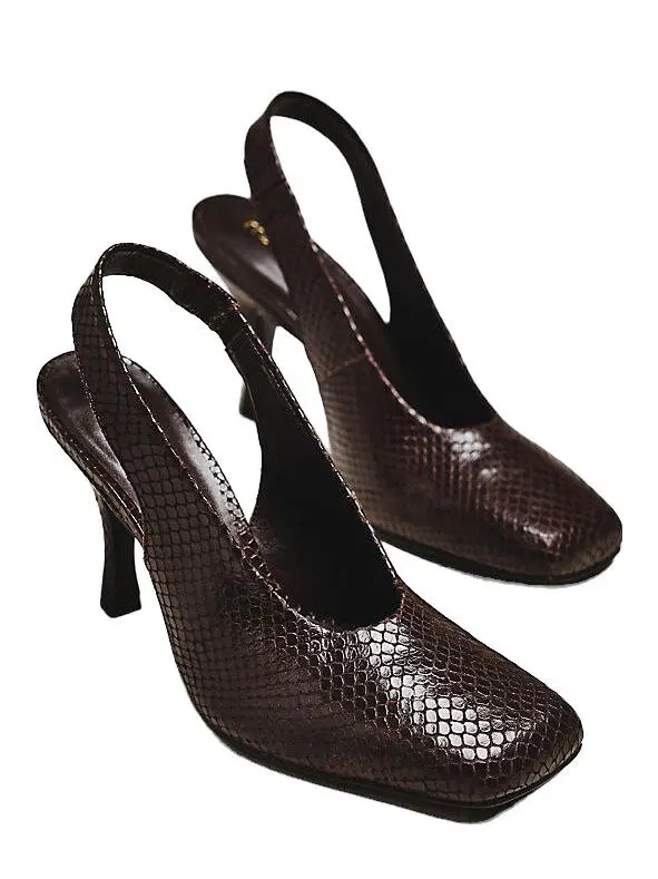 Maeve Square-toe Slingback Pumps - Snake