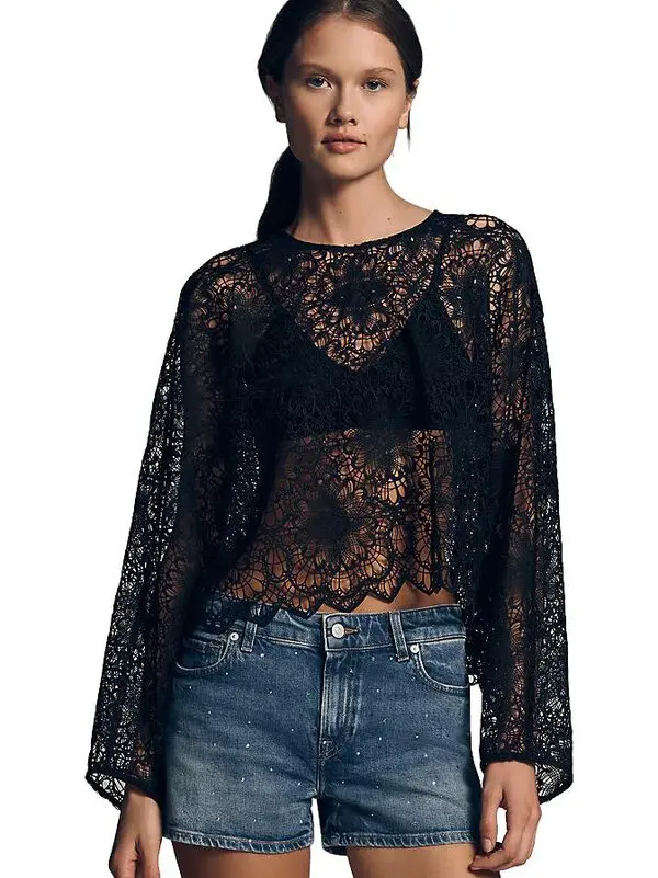 7 For All Mankind Embellished Denim Shorts - Medium Denim