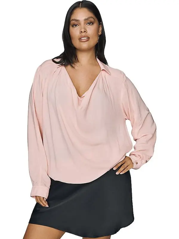 PILCRO Cowl Neck Long Sleeve Blouse - Spanish Vanilla