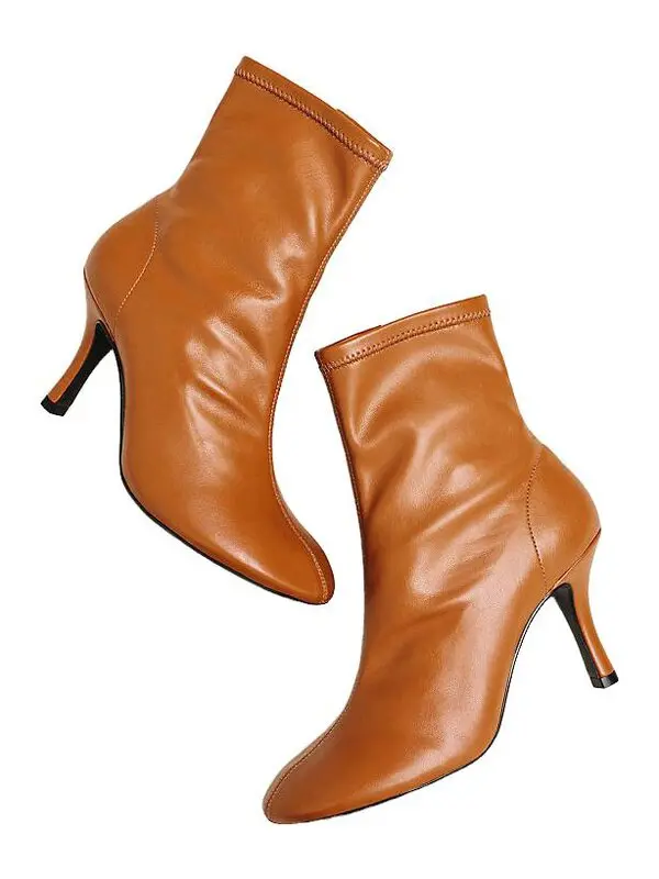 Maeve Round-toe Sock Boots - Tan