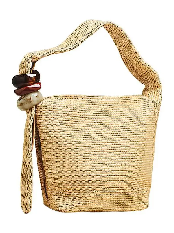 Dolce Vita Kalen Raffia Beaded Slouchy Bag - Natural