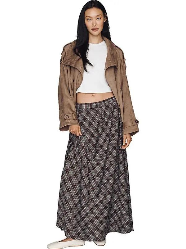 DOLAN LEFT COAST Checked Maxi Skirt - Multi Plaid