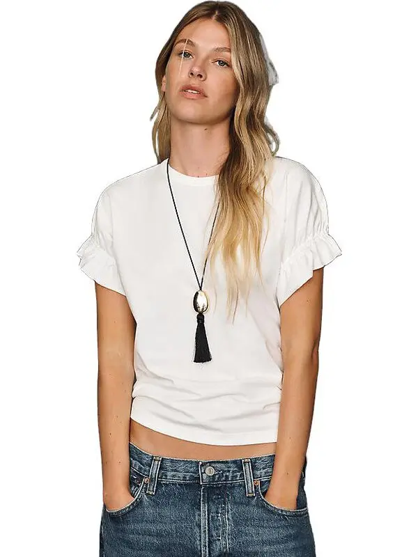 NATION LOS ANGELES Arline Top With Ruffled Sleeves - Porcelain