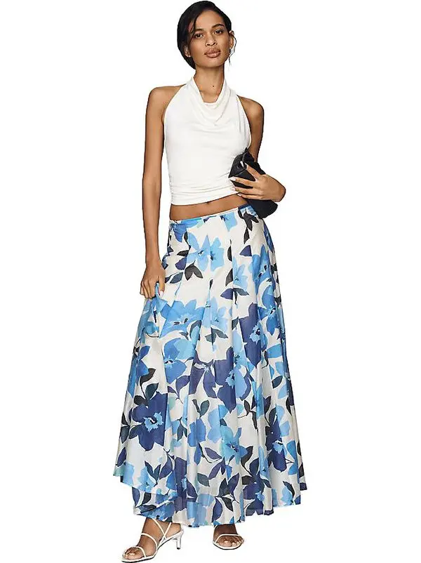 Astr The Label Kaley Skirt - Blue Floral