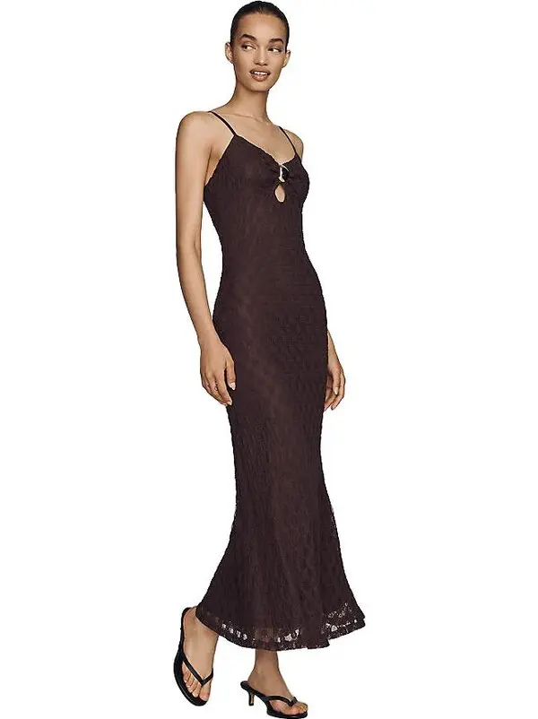 Bardot Karla Mesh Midi Dress - Dark Chocolate