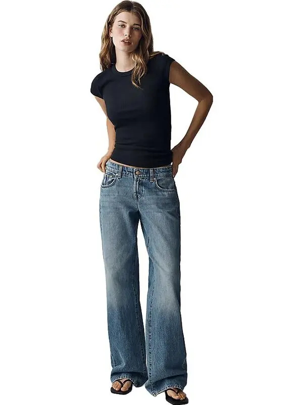 7 For All Mankind Low-rise Straight-leg Jeans - Medium Denim