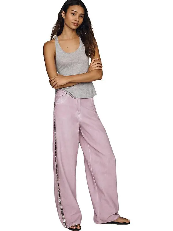 Essentiel Antwerp Embellished Cotton Wide-leg Pants - Violette