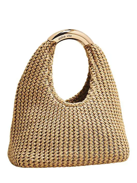 Dolce Vita Eveliser Raffia Mini Slouchy Bag - Natural