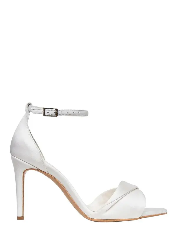 GINISSIMA Cleo Satin Pointed Toe Stiletto Sandals - White
