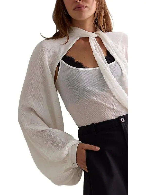 Free People Juliet Bolero With Exaggerated Sleeves - Ivory