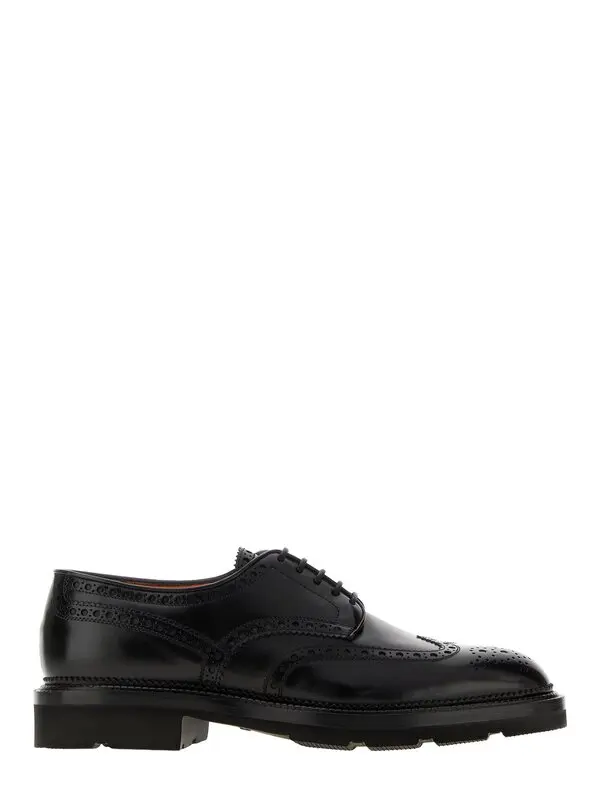 Santoni Leather Emil Lace-up Shoes - Black