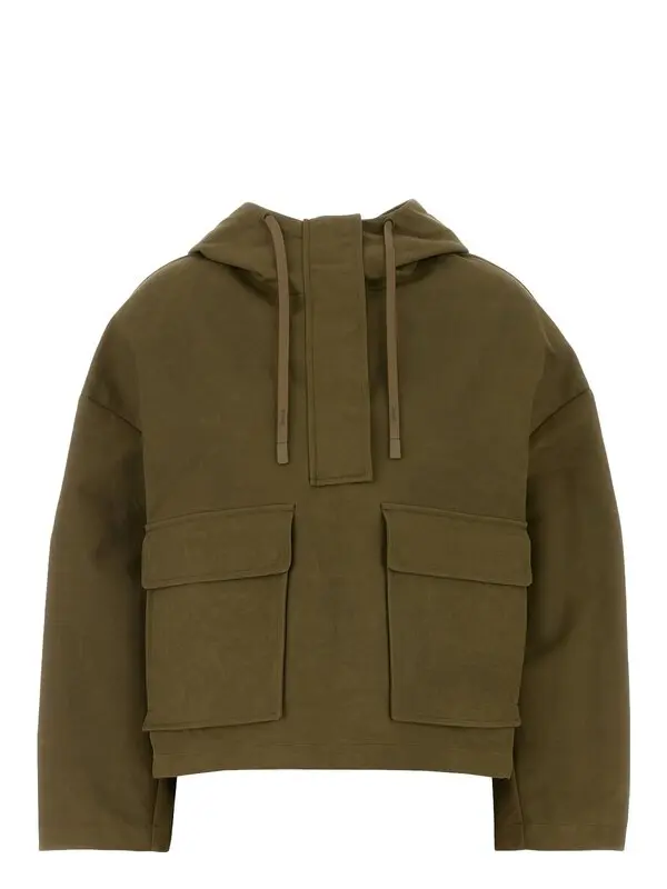 Herno Cotton Blend Jacket With Embroidered Logo - Green