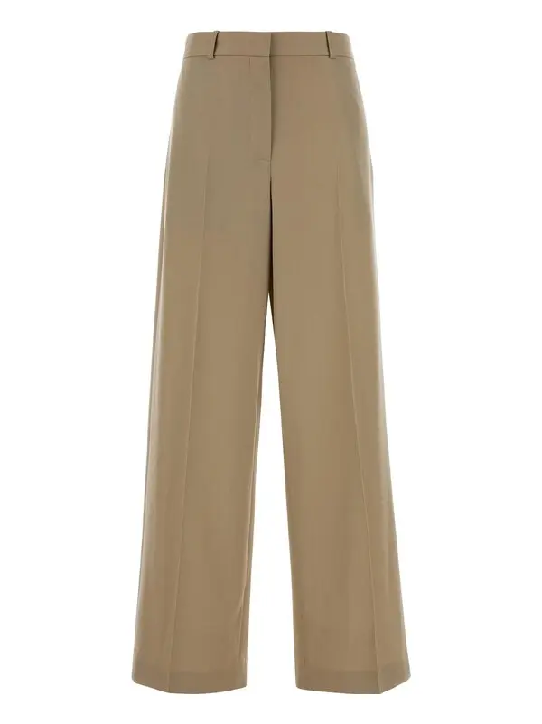 THE ROW Cappuccino Wool Wide-leg Dende Pant - Light Brown