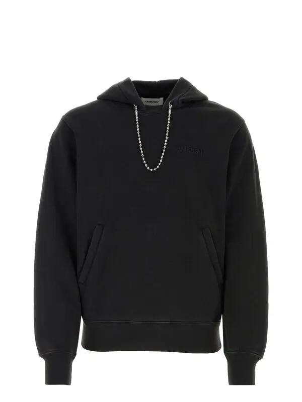 AMBUSH Cotton Oversized Sweatshirt With Detachable Ballchain Detail - Black