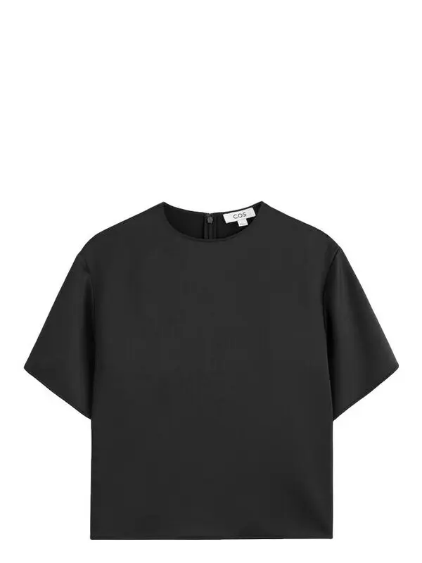 Cos Oversized Satin T-shirt - Black