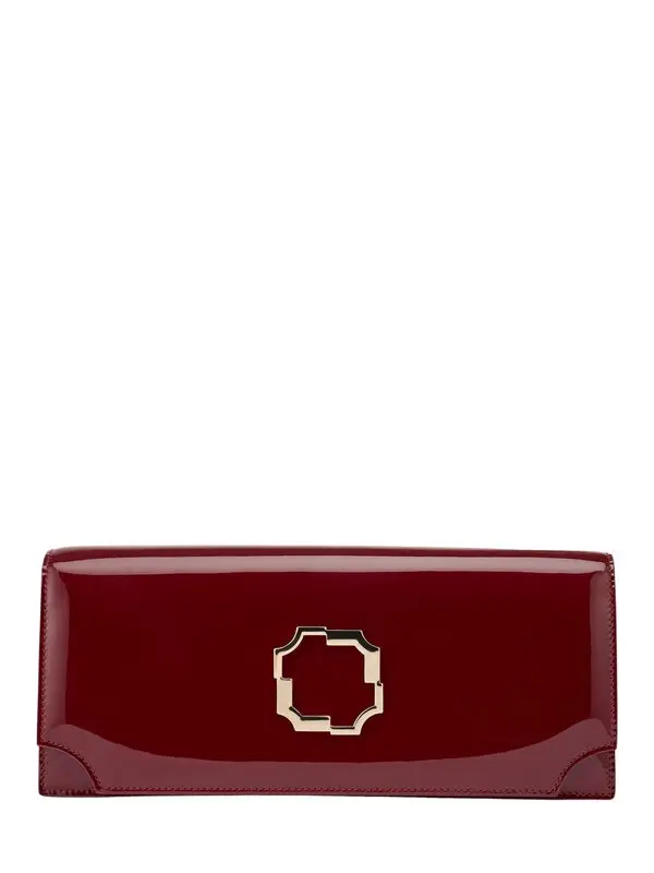 MALONE SOULIERS Patent Leather Vivien Clutch Bag - Burgundy
