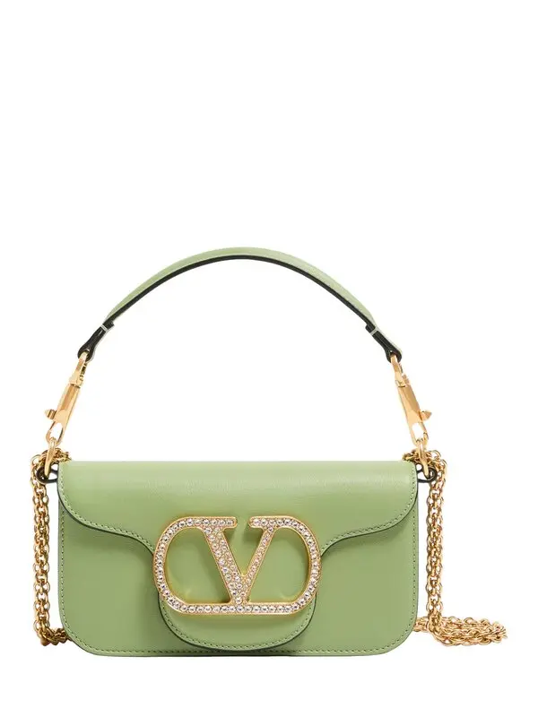 Valentino Garavani Small Leather Locò Shoulder Bag - Green